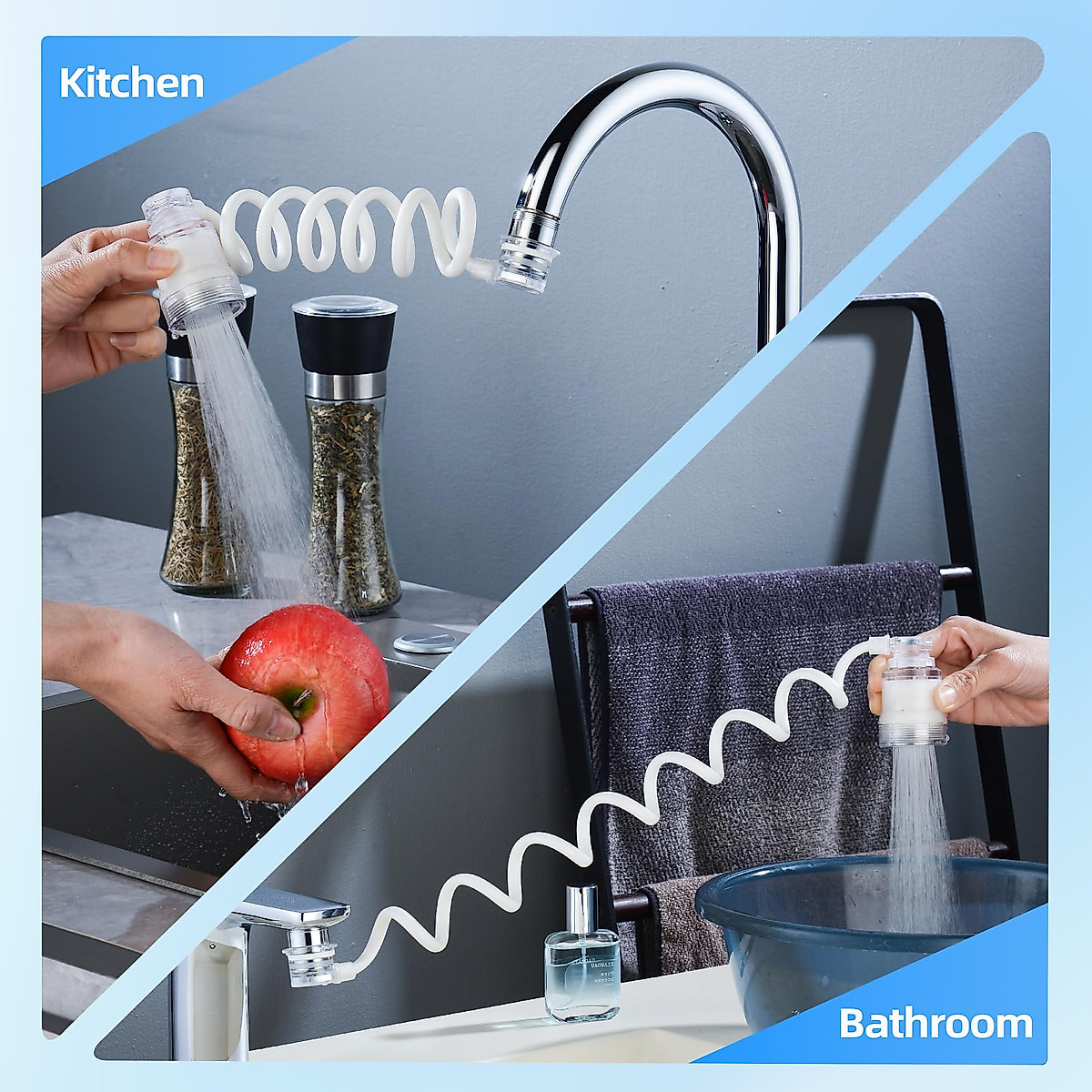 1080° Swivel Kitchen Faucet Extender with Filter, Bathroom Sprayer Attachment with Magnetic, Sink Water Faucet Aerator Replacement, 31.5inch(80cm) Extension Length