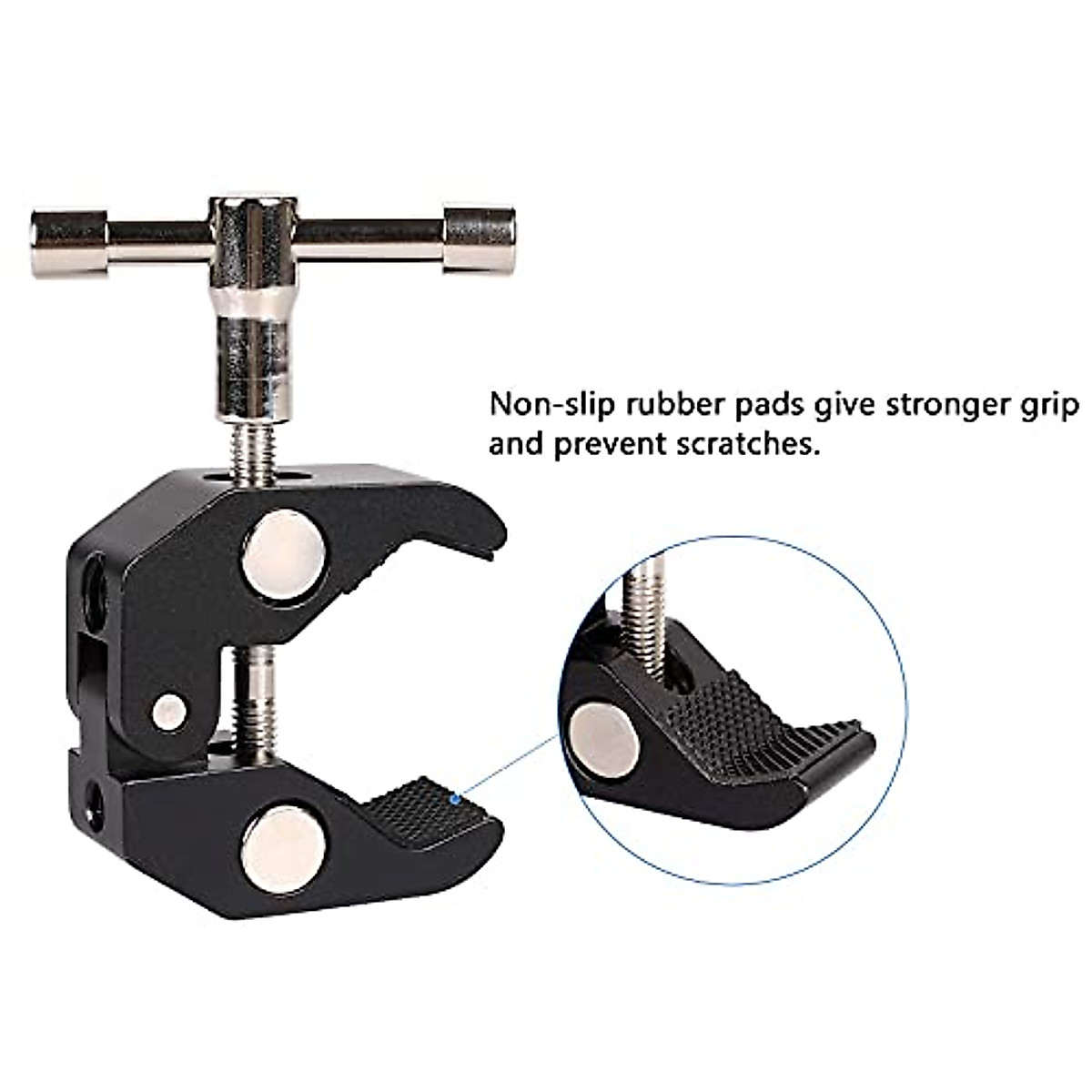 QYXINC 3Pack Super Clamp with 1/4 and 3/8 Thread Camera Clamp Mount，Crab Clamp Rod Clamp Clip for Cameras, Rods, Lights, Hooks, Shelves, Cross Bars, etc