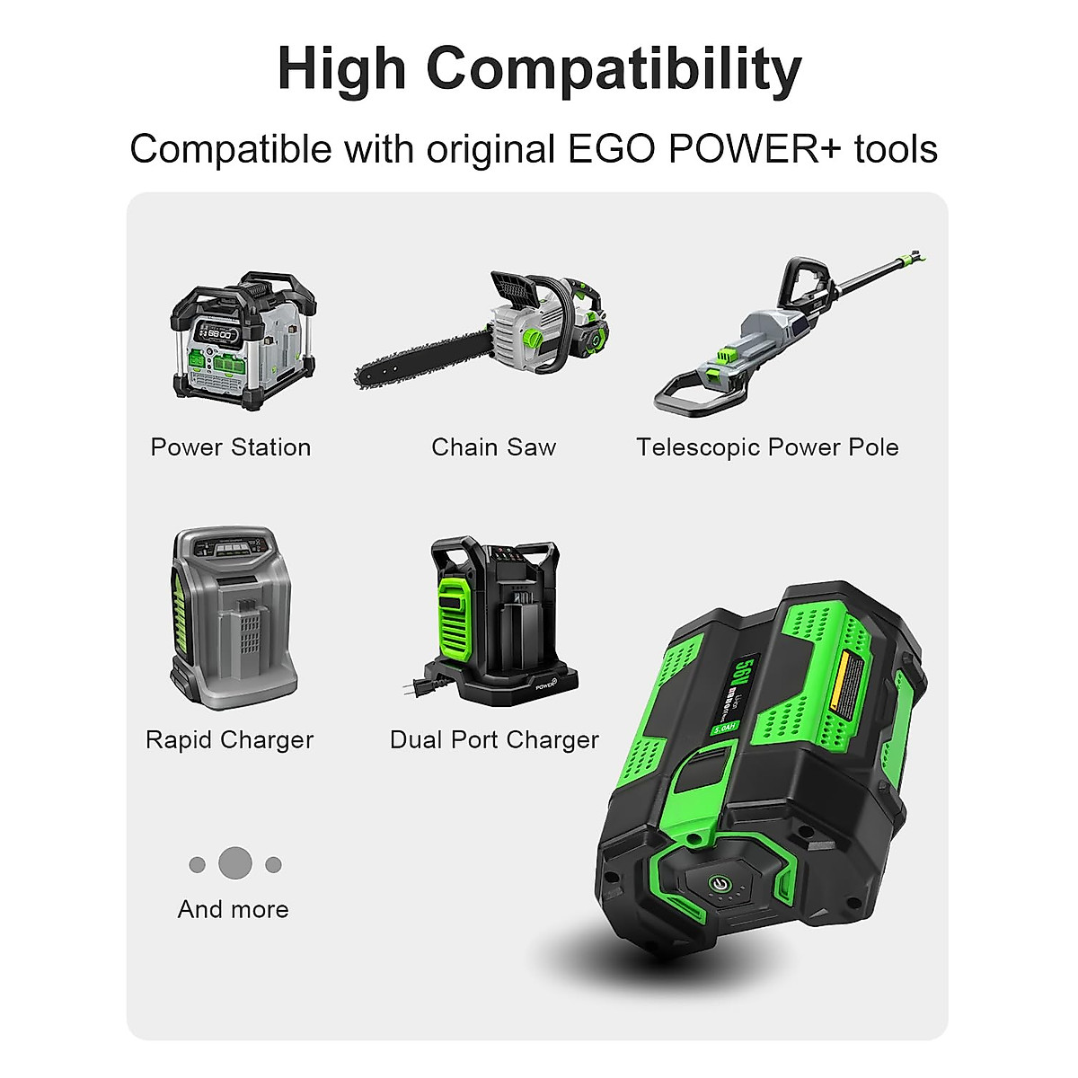 Komifolen 56v 5.0Ah Lithium Ion Replacement Battery Compatible with EGO BA1400T BA2800T BA1120 BA4200