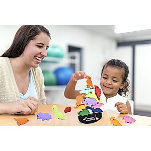 HWD Wooden Stacking Blocks Balancing Games, Animals Bricks Equilibrium Puzzles Toys, Preschool Early Educational Parent-Child Interaction Sorting Games for Toddler, Kids, Children (Dinosaur)