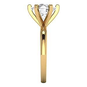 Yellow 14k Solid Gold Solitaire anniversary Engagement Promise Bridal Ring - 3 Ct Round Cut Clear Simulated Diamond Sz 6.5