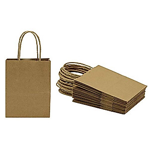 Creative Hobbies® Small Kraft Paper Gift Handle Bags - Weddings, Favors, Goody Bags - Wholesale Pack of 13 Bags