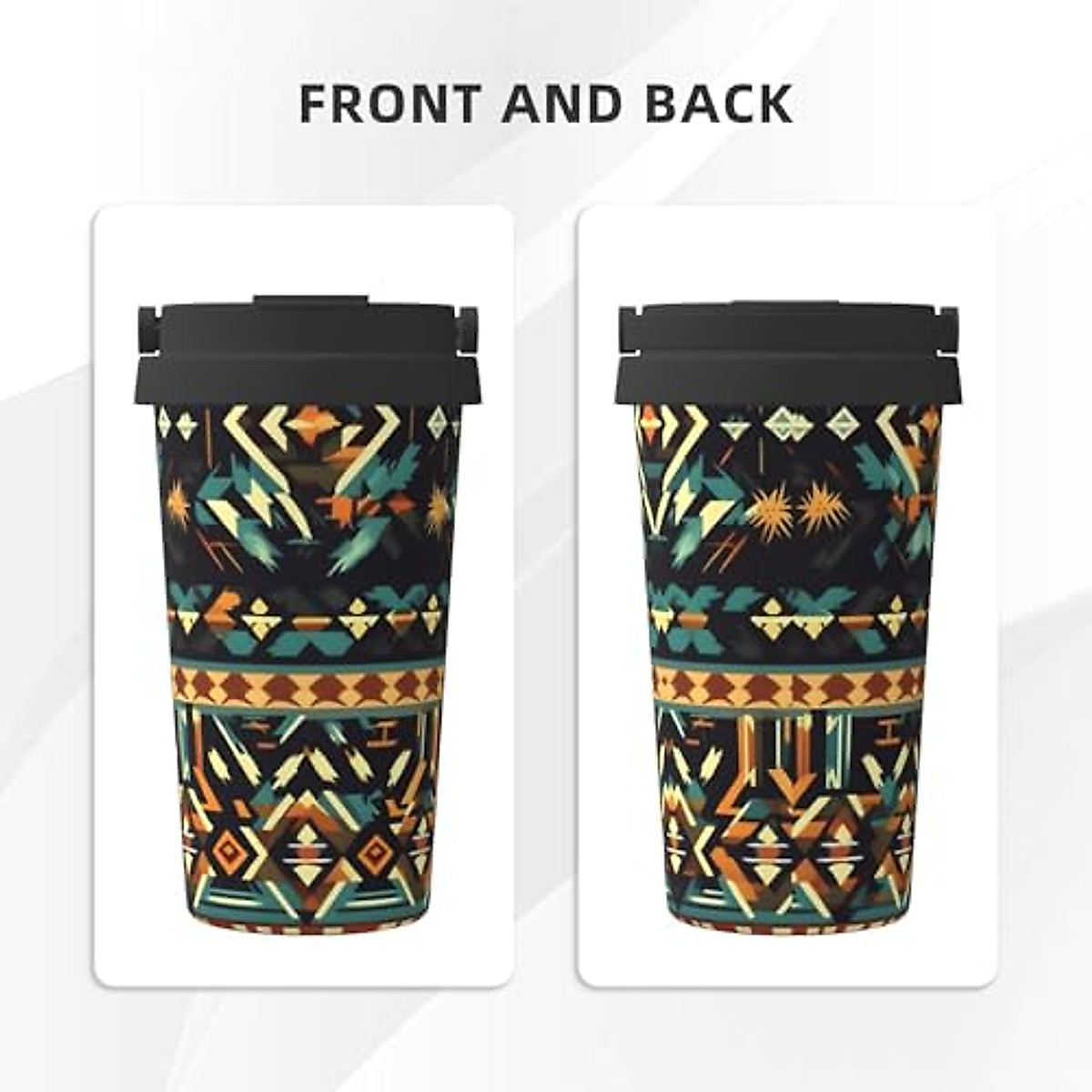 WANGZHAO Native American Patterns Print Double Wall Stainless Steel Vacuum Insulated Tumbler Cup Home Thermal Cup