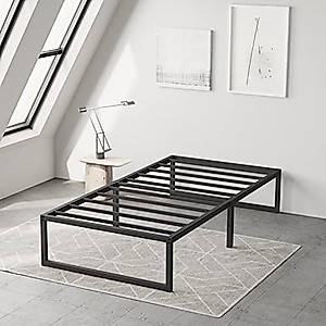 Richwanone 14 inch Twin XL Platform Bed Frame Heavy Duty Metal Mattress Foundation with Steel Slat Support, No Box Spring Needed, Easy Assembly, Black