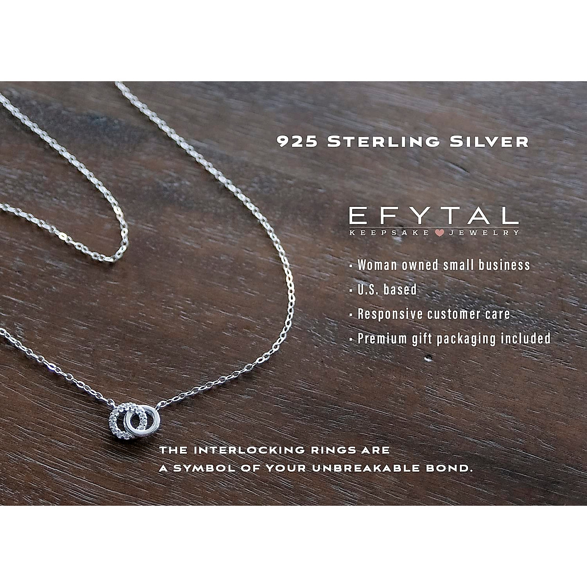 EFYTAL Sterling Silver Mother Daughter Necklace, Gifts for Mom from Daughter, Daughter Gift from Mom, Mother Daughter Jewelry, Sentimental Gifts for Mom, Mom Necklace for Women, Sterling Silver, Cubic