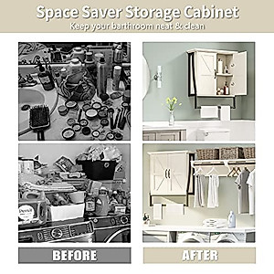 MXARLTR Over The Toilet Storage Cabinet, Over Toilet Bathroom Organizer with Barn Doors Above Toilet Storage Cabinet