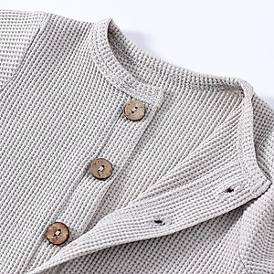 Yookoom Baby Boys Girls 2 Pack Solid Romper Ribbed Long Sleeve One-Piece Knit Cotton Jumpsuit Outfits Clothes,Blue+Gray,3-6M