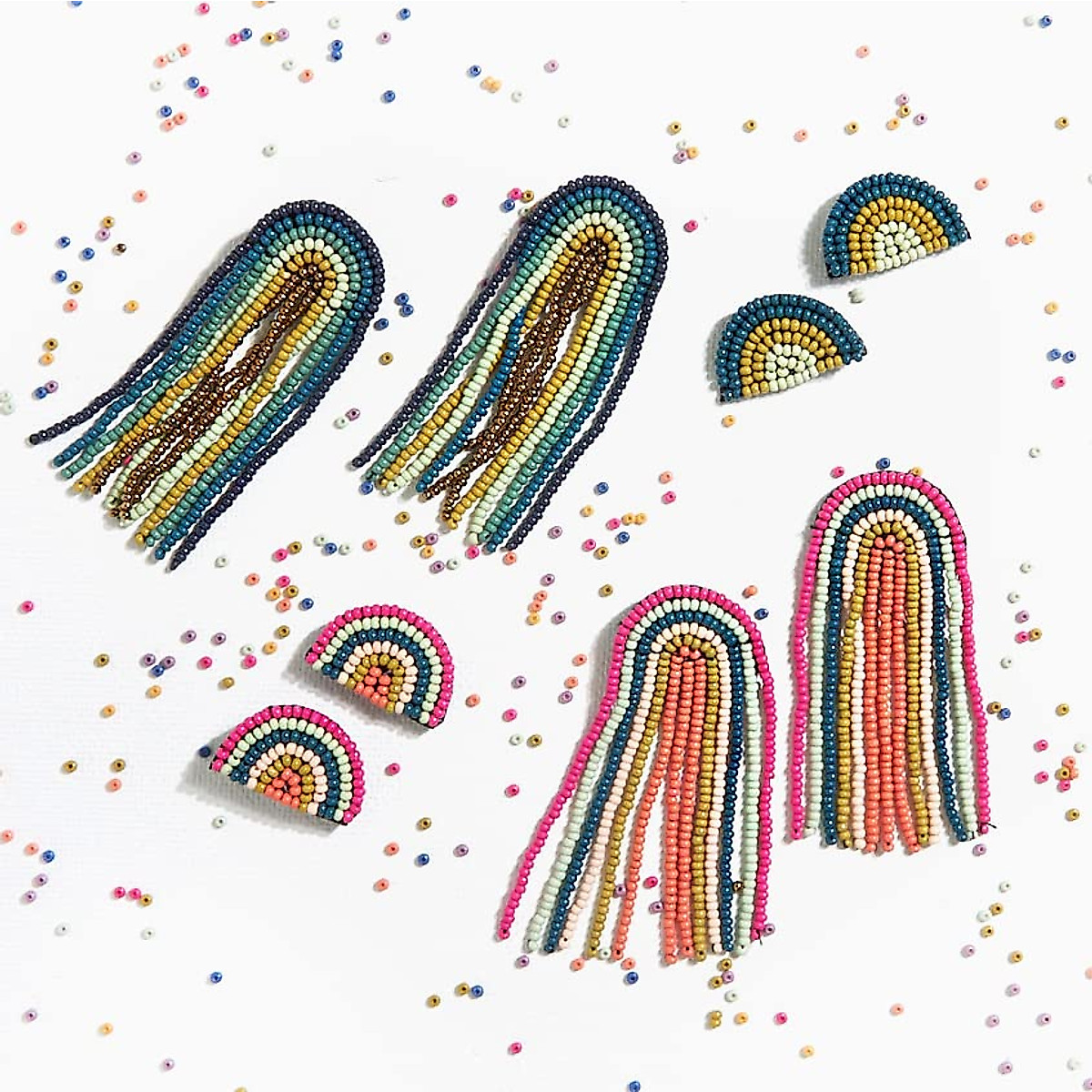 INK + ALLOY Women's Skylar 2.25-Inch Rainbow Fringe Beaded Boho Earrings Handmade Jewelry for the Modern Bohemian (Teal Navy)
