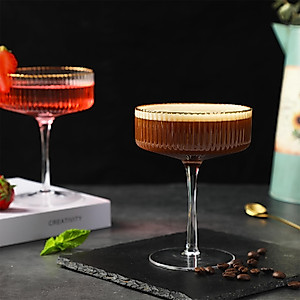 VIFVOR Coupe Glasses Set of 6, Cocktail Glasses 10 oz Classic Old Styling Martini Glass Set with Gift Box Packaging Elegant Hand Blown Martini Glasses for Cocktail, Champagne, Bar and Gift