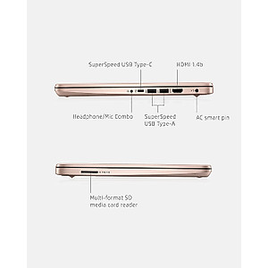 HP Stream 14inch HD Touchscreen Display, Intel Celeron Dual-Core Processor, 4GB RAM, 128GB Storage (64GB eMMC+64GB Card), Webcam, 1-Year Microsoft 365, Win11, Rose Gold, W/GaLiMu