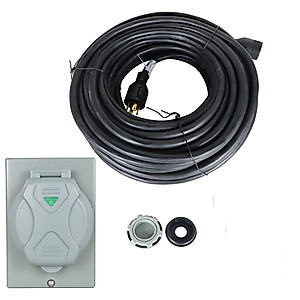 labwork 100FT 4 Prong 30 A Generator Cord L14-30P to L14-30R Generator Extension Cord Pre-Drilled Power Inlet Box Water Proofing Combo Kit L14-30P Generator Inlet Box 125/250 Volts