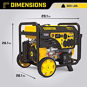 Champion Power Equipment 201110 11,500/9,200-Watt Electric Start Portable Generator with CO Shield,Yellow
