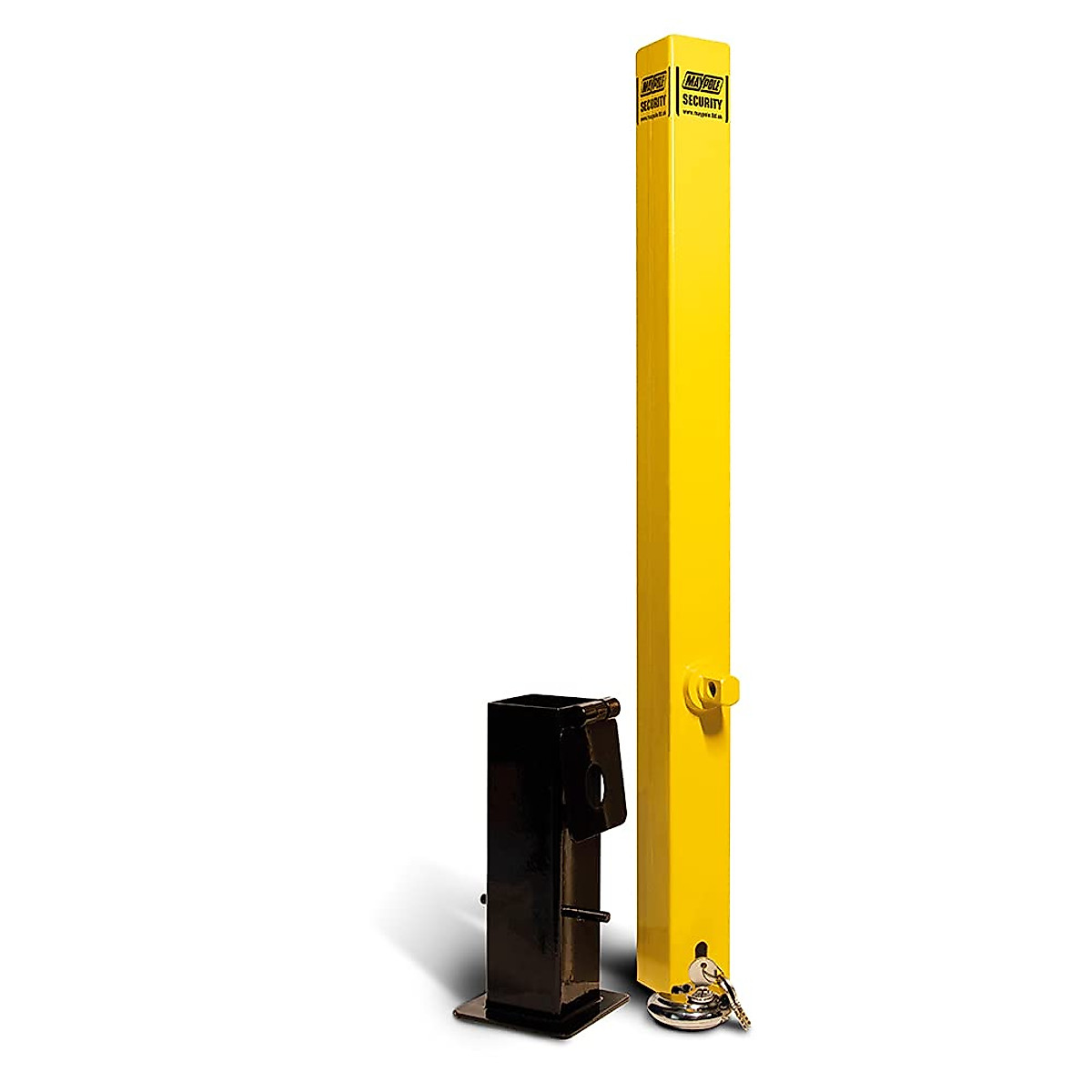 Maypole Heavy Duty Removable Security Post Driveways, Carports, Garages Concrete Set Type, Yellow/Black