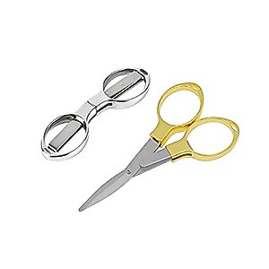 XINYIDAO 2 Pcs Small folding scissors small portable travel sewing scissors stainless steel telescopic scissors Fish line scissors Alloy scissors