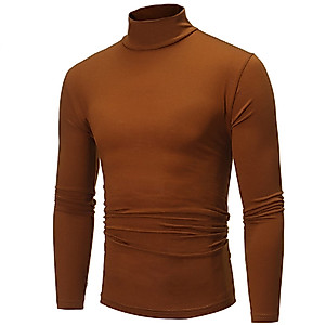 iiniim Thermals for Men Cold Weather Long Sleeve Turtle Mock Neck Undershirt Base Layer Shirts Coffee Type B X-Large