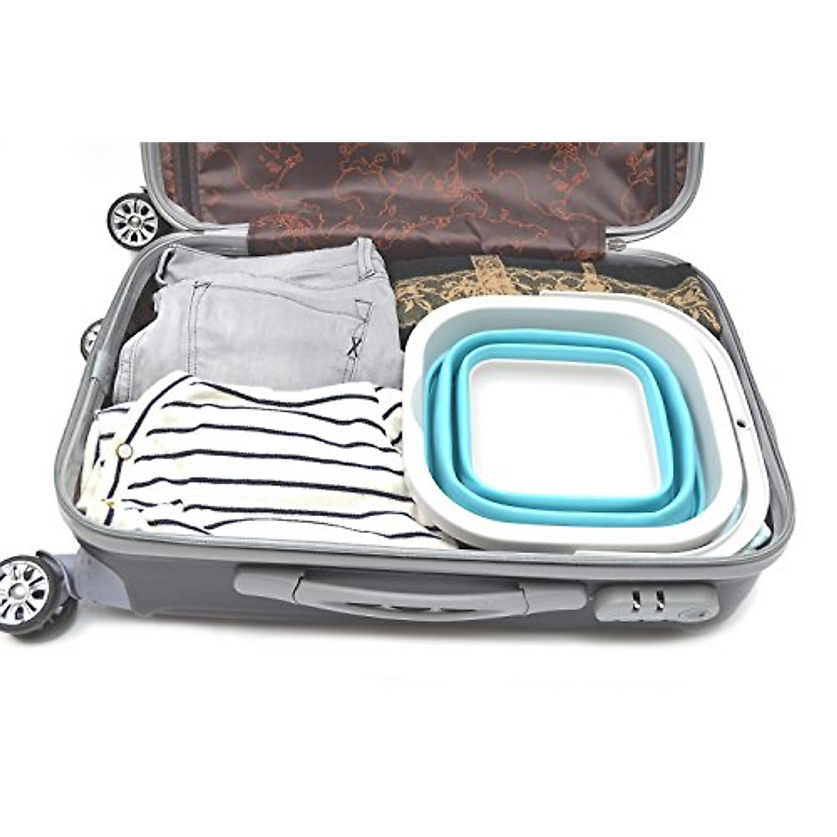 SAMMART 5L (1.3 Gallon) Sqare Collapsible Plastic Bucket - Foldable Square Tub - Portable Fishing Water Pail - Space Saving Outdoor Waterpot (1, Bright Blue)