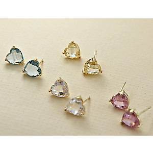 Liz Kol Pink Heart Earrings for Women, Gold Stud Earrings with Sterling Silver Post Jewelry Gifts