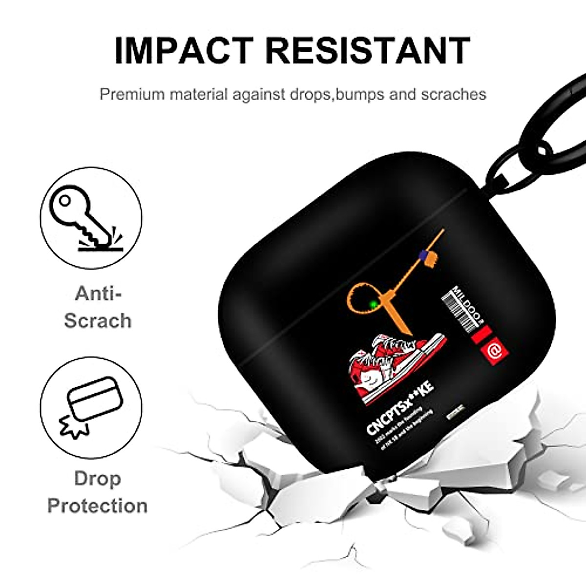 EJMM for Airpods 3rd Generation Case, Cool Sports Shoes Design TPU Protective Accessories Skin with Keychain Compatible with Airpods 3rd Generation for Men Boys Teen Girls,Black Red Shoes