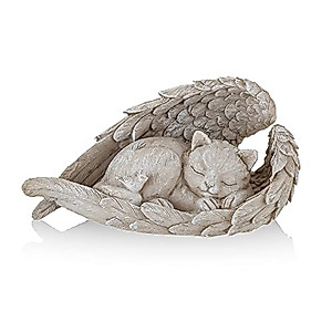 NEWDREAM Cat Angel Memorial Statue Commemorates Our Lost Fur Baby,Cat Figurines is Placed in The Outdoor Garden or Tombstone,cat Statue Resin