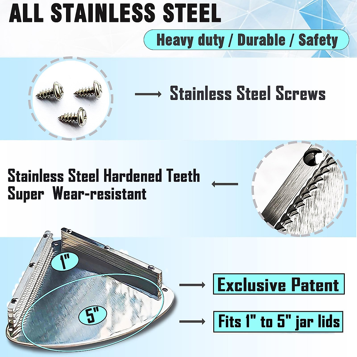 GOLDTREE Latest Stainless Steel Jar Openers for Seniors, Under Cabinet Jar Opener Tool for Weak Hands, Under Counter Jar Lid Cap Opener, Easy Grip