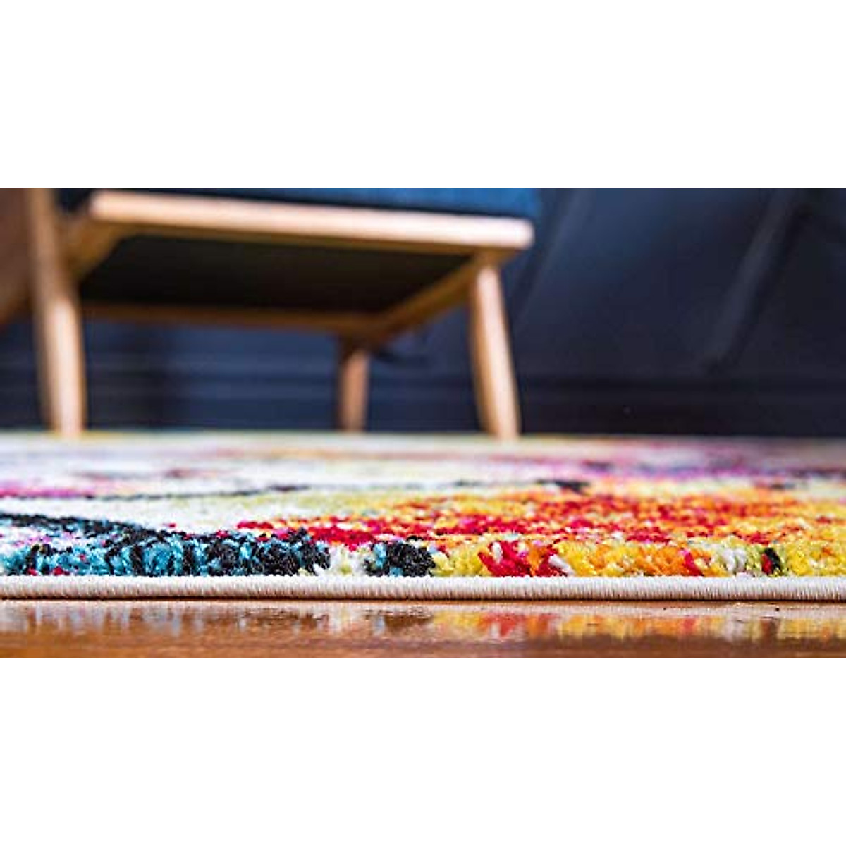 Unique Loom Lyon Collection Colorful Modern Abstract Watercolor Tree Area Rug, 3 ft 3 in x 5 ft 3 in, Ivory/Pink