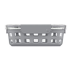 Ello DuraGlass BPA-Free Glass Food Storage Containers with Lids and Silicone Protection, 5 Cup, Gray