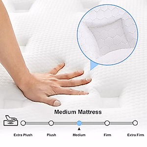 IYEE NATURE King Mattress, 10 Inch King Size Hybrid Mattress Individual Pocket Springs with Foam,King Bed in a Box with Breathable and Pressure Relief,Medium Plush,Bule