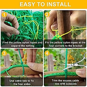 Garden Trellis Netting for Climbing Plants Outdoor, 6.6x16.4 FT Plant Netting for Cucumber, Tomato, 27 Strands Trellis Net with 4x4 Inch Mesh as Vegetable Netting for Grape, Bean