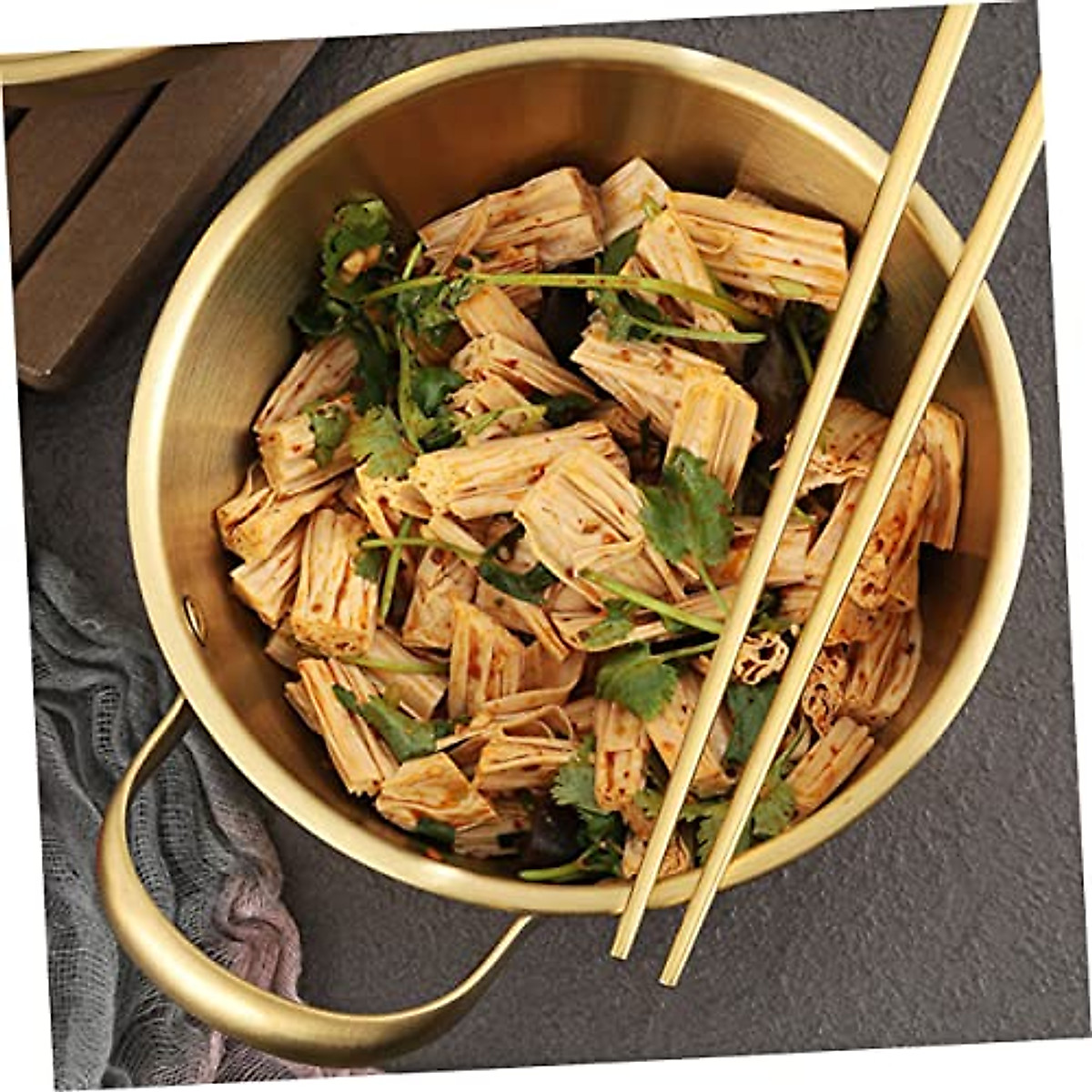 Tofficu 1pc Stainless Steel Instant Noodle Bowl Hot Pot Korean Noodle Pot Japanese Pot Noodles Pan with Lid Hot Pot Cooker Mini Cooking Utensils Kitchen Gadget Useful Soup Pot