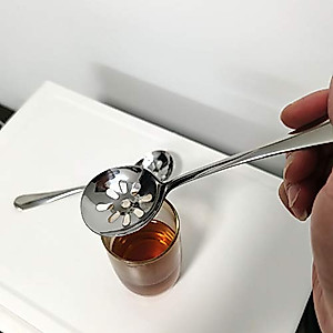 Goeielewe 2-Pack Soup Slotted Serving Spoon 7.7-inch Stainless Steel Colander Spoon for Buffet, Dinner, Restaurants, Kichen (Slotted Spoon)