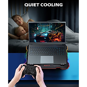 HAVIT Laptop Cooling Pad with 6 Cooling Fans, Laptop Cooler 6 Adjustable Heights for 13-17 Inch Laptops, Gaming Laptop Cooling Stand with RGB Lights and Two USB Ports (HV-F2072)