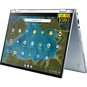 ASUS 2023 Newest Flip C433 UltraSlim Clamshell Convertible Chromebook: 14" FHD Touch Display, Intel Core M3, 8GB RAM, 128GB eMMC, Intel UHD Graphics, Backlit-KYB, USB-C, Wifi6, Webcam, Chrome OS, T.F