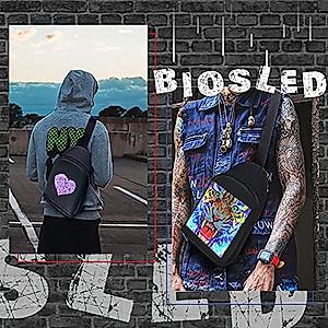 GIFR MOVERS LED Diagonal Backpack, DIY Full-Color Screen With Bluetooth Connection App To Control The Screen Display、Unisex、Outdoor、Advertising And Travel Strap Bag