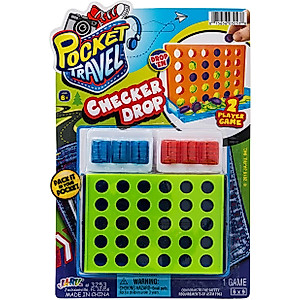 JA-RU Mini Connect Travel Game Board (1 Toy) Family Board Games for Kids. Original Pocket Travel Size Games. Fun Indoor & Outdoor Toys. Classic Checkers Party Favors. 3253-1p