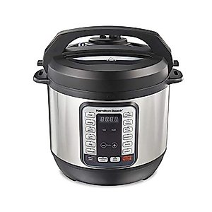 Hamilton Beach 12-in-1 QuikCook Pressure Cooker with True Slow Cook Technology, Rice, Sauté, Egg and More, 8qt., Black and Stainless (34508)