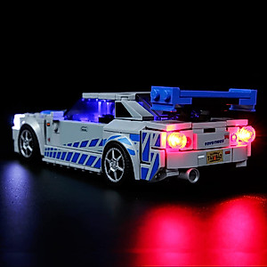 ANGFJ LED Light kit for Lego Speed Champions 2 Fast 2 Furious Nissan Skyline GT-R (R34) Race Car 76917 (Not Include Lego Set)