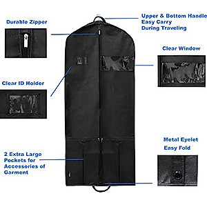 Simplehousware 54-Inch Heavy Duty Garment Bag w/Pocket for Suits, Tuxedos, Dresses, Coats
