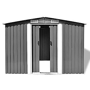 vidaXL Garden Storage Shed Outdoor Yard Patio Home Garage Storing Tools Lawn Care Equipment Household Item Building House Anthracite Steel
