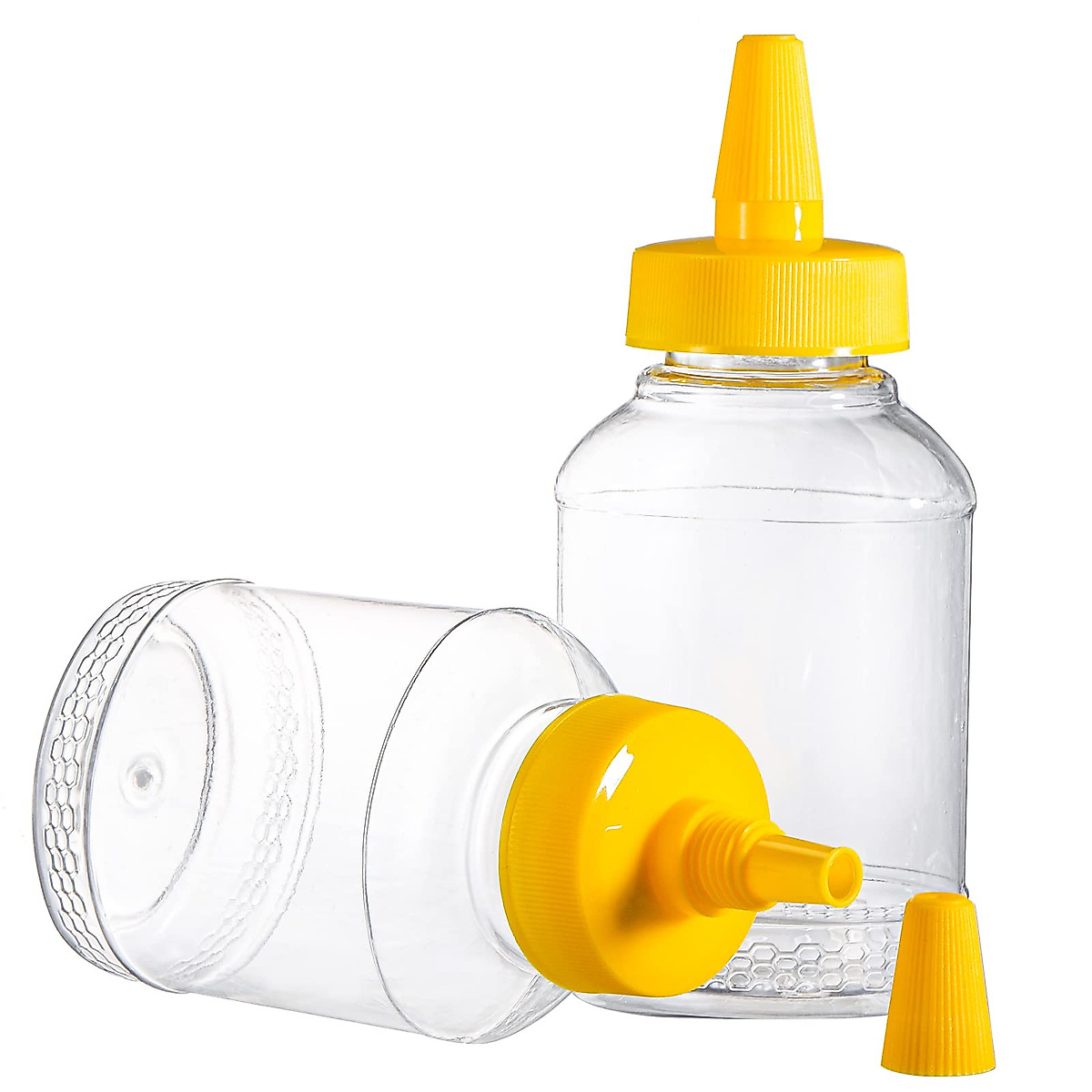 ZEAYEA 16 Pack 13 oz Plastic Honey Bottle, Empty Honey Jars with Leak Proof Twist Top Caps, Clear Squeeze Honey Container Dispenser for Storing and Dispensing