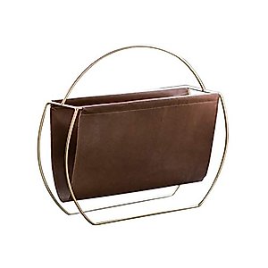 Magazine Newspaper Baskets Magazine Rack Newspaper Magazine Storage Rack Simple Iron Art Simple Bookshelf Creative Book Living Room Magazine Rack (Color : Brown, Size : 464012cm)