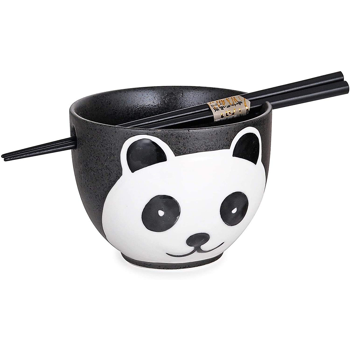 Happy Sales, Japanese Ramen Udon Noodle Soup Cereal Bowl With Chopsticks (BlackPanda)