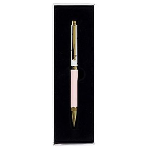 Graphique Pretty Floral Fashion Pen, 5.5" Refillable Black Ink Ballpoint Pink w/"Think Happy" Quote & Matching Gift Box, Makes a Beautiful, Unique Gift