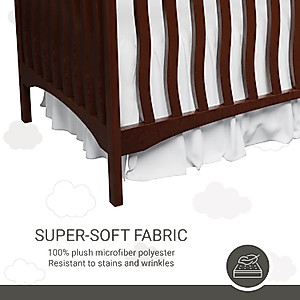 Tadpoles Dust Ruffle Crib Skirt | 28" x 52" with a 14" Drop | Made of 100% Softly Brushed Microfiber Polyester | Easy to Care for | Soft, Smooth, Breathable & Durable | Ideal for Babies | White