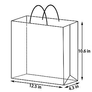 AZOWA Gift Bags Large Kraft Paper Bags with Handles (12.5 L x 4.7 W x 10.2 H in, Navy Blue, 12 Pcs, Horizontal)