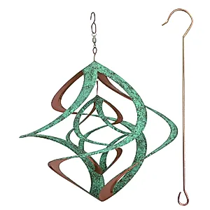 Red Carpet Studios 91061 14-Inch Cosmix Helix Wind Spinner, Deluxe with Hanger Patina & Copper Finish