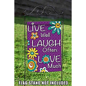 Toland Home Garden 119795 Live Laugh Love 12.5 x 18 Inch Decorative, Garden Flag (12.5" x 18"), Multicolored
