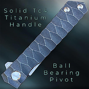 TACTICAL GEARZ Damascus Pocket Folding Knife, Solid Titanium Handle! 67 Multi Layers Damascus VG10 Steel Tanto Blade! (Saint DXT Beast Bundle)