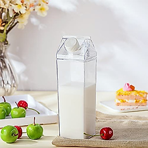 17 oz Milk Carton Water Bottles Plastic Clear Milk Bottles Portable Reusable Leakproof Carton Water Container Juice Tea Jug for Travelling Sports Camping Outdoor Activities (12 Pieces)