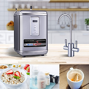 Ready Hot 41-RH-300-F560-BN Instant Hot Water Dispenser System, 2.5 Quarts, Digital Display Dual Lever Hot and Cold Water Faucet Brushed Nickel
