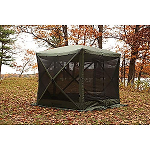 Gazelle GG500GR 4 Person 5 Sided Outdoor Portable Pop Up Water and UV Resistant Gazebo Screened Tent with Carry Bag and Stakes, Alpine Green